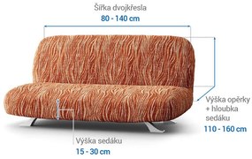 Bielastické potahy UNIVERSO NOVÉ žíhané cihlové dvojkřeslo s dřevěnými rukojeťmi (š. 80 - 140 cm)