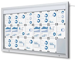 Venkovní LED informační vitrína s topkartou 24 x A4 - typ T, hliník