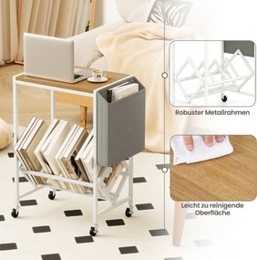 Costway Pojízdný stolek na gramofon s držákem časopisů, přírodní