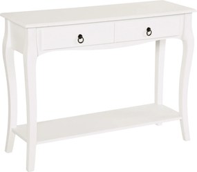 HOMCOM Konferenční Stolek s Úložným Prostorem do Obývacího Pokoj a Předsíně s Šuplíky a Policí Elegantní Design 100x33x75cm Bílý Lesklý Dřevěný