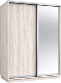 Skříň s posuvnými dveřmi 1800x2400x600 1LTD 1 Zrcadlo Artwood světlý, profil stříbrný