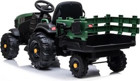 LEAN CARS Akumulátorový traktor s přívěsem BDM0925, zelený, vojenský