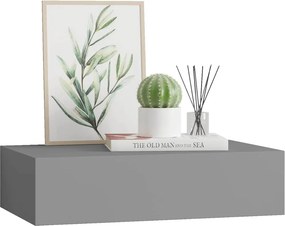 Nástěnná police se zásuvkou šedá 40 x 23,5 x 10 cm MDF 330245
