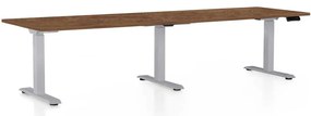 Výškově nastavitelný stůl OfficeTech Long, 260 x 80 cm, šedá podnož, dub silverjack