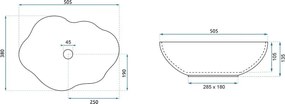 Rea Pearl Akkoya, umyvadlo na desku 505x380x135 mm, vícebarevné, REA-U3309