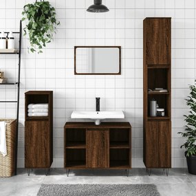 vidaXL 3dílný set koupelnového nábytku kompozitní dřevo [3190299] Barva: hnědý dub