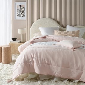 Divazo Přehoz na postel s třásněmi Noemi Barva: Světle růžová, Velikost: 200 x 220 cm