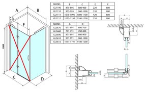 Gelco LEGRO boční stěna 1200mm, čiré sklo, GL5612