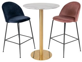 Kulatý barový stolek Barcia mramorovaná/mosazná 70 cm