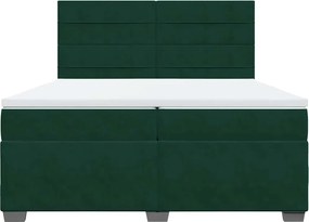 Box spring postel s matrací tmavě zelená 200x200 cm samet 3291005