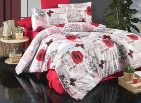 Brotex Povlečení francouzské bavlna 200x200,70x90 Red roses, Výběr zapínání: zipový uzávěr