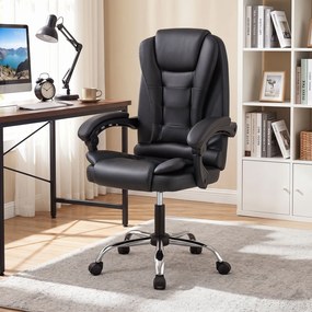 Costway Ergonomická manažerská židle s kolečky, nastavitelnou výškou – černý