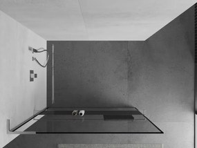 Mexen Kioto+ L, sprchová zástěna Walk-In s poličkou a věšákem 120 x 200 cm, 8mm čiré sklo černý vzor, ​​chromový profil, 800-120-123-01-70