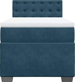 Box spring postel s matrací tmavě modrá 90x190 cm samet 3286190