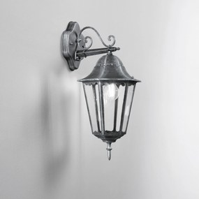 FAN LANT-FIRENZE/AP1B Venkovní nástěnné svítidlo DOWN FIRENZE černá/stříbrná, 1xE27, IP44, 28,6 x 50,5 cm - FANEUROPE