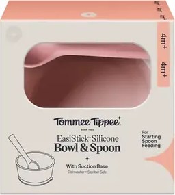 Tommee Tippee Silikonová mistička s přísavkou a lžičkou růžová