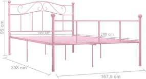 Rám postele růžový kov 160 x 200 cm 284541