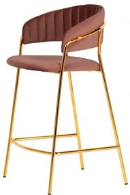 Barová židle Goma růžová/zlatá