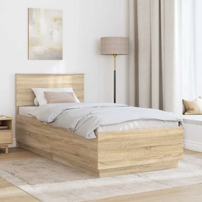 Rám postele s čelo Dub sonoma 90 x 190 cm Kompozitní dřevo 3408203
