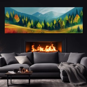 Obraz na plátně - Lesy divoké, hory špičaté FeelHappy.cz Velikost obrazu: 240 x 80 cm
