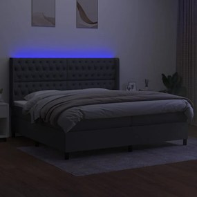 Box spring postel s matrací a LED tmavě šedá 200x200 cm textil 3138582
