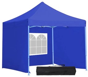 Skládací zahradní pavilon - různé typy - 2,9x2,9m - modrá - pavilon+boční stěna+přenosná taška