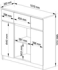 Komoda Baros 100 cm - výběr z 7 provedení
