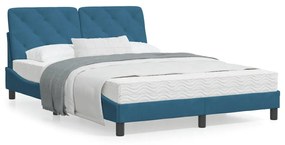 Rám postele s LED osvětlením modrý 140 x 200 cm samet,  3213859