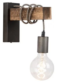 Chytré průmyslové nástěnné svítidlo černé se dřevem vč. WiFi G95 - Gallow