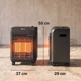 Outsunny Plynový topič venkovní 1,5-4,2 kW terasový topič s kolečky, 3 stupně výkonu, 50 cm hadice, regulátor tlaku