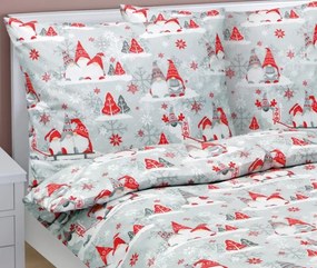 Bellatex Povlečení dětské Vánoce 140x200, 70x90 cm Skřítek Šedá,Červená