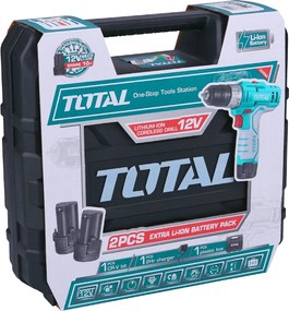 TOTAL Vrtací šroubovák AKU, 12 V Li - ion (2x), 1500 mAh TDLI1232