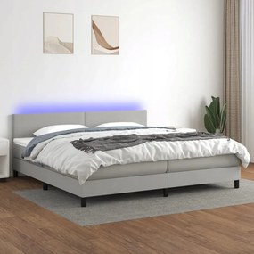 Box Spring Postel S Matrací A Led Textil Světle Šedá Hladký design 200 x
