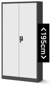 Plechová skříň JAN H, 900 x 1950 x 400 mm, antracitovo-bílá