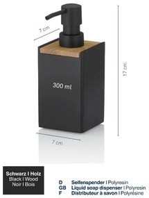 KELA Dávkovač mýdla Cube polyresin černá 300 ml KL-23689