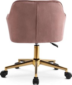 Kancelářské křeslo Skarto Velvet, růžová / zlatá