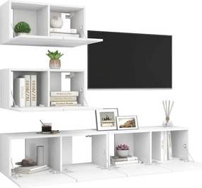 4dílný set TV skříněk bílý kompozitní dřevo 3078710