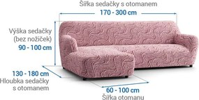 Bielastické potahy BRILLANTE bordó sedačka s otomanem vlevo (š. 170 - 300 cm)