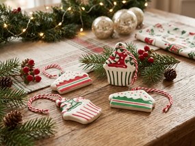 Sada 4 ks vánočních ozdob CHRISTMAS PATISSERIE 6 cm