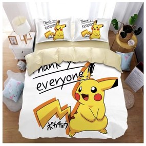 3-dílné ložní povlečení Pokémon - Pikachu 3D (260 x 230 cm a 2x povlak na polštář 50 x 75 cm) Motiv: 10 - Pikachu Thank You Everyone