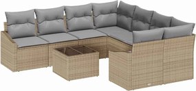 Set pohovek 9 ks Beige a šedá polyratan 3355329