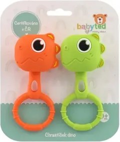 BABYTED Chrastítko Dino 2 ks / Silikon / 13 cm / 0m+