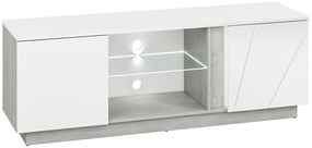 Casarredo - Komfort nábytek Televizní stolek RUBENS s LED osvětlením, beton šedý/bílá lesk