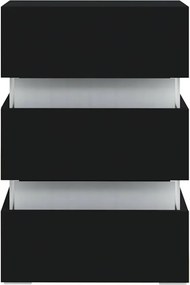 Noční stolek s LED černý 45 x 35 x 67 cm kompozitní dřevo 326841