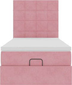 Osmanský rám postele s matracemi růžová 100x200cm samet 3313456
