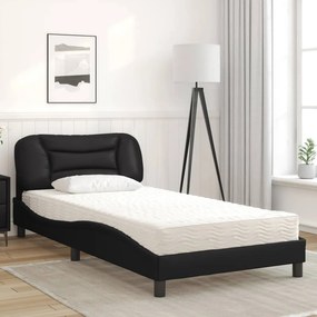Postel s matrací Hvar černá 100 x 200 cm umělá kůže 3208703