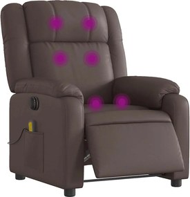Elektrické masážní polohovací křeslo hnědé umělá kůže 3205145