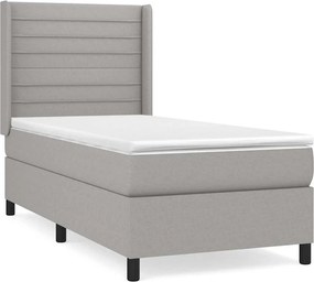 Box spring postel s matrací světle šedý 100 x 200 cm textil 3131489