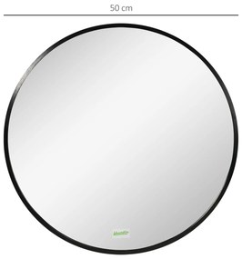 kleankin koupelnové zrcadlo, kulaté zrcadlo, koupelnové zrcadlo s hliníkovým rámem, Ø50 cm, nástěnné zrcadlo do obývacího pokoje, ložnice, koupelny, …