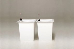 2-set hranatých plastových vložek se samozavlažovacím setem, 32*29*29 cm, bílý
